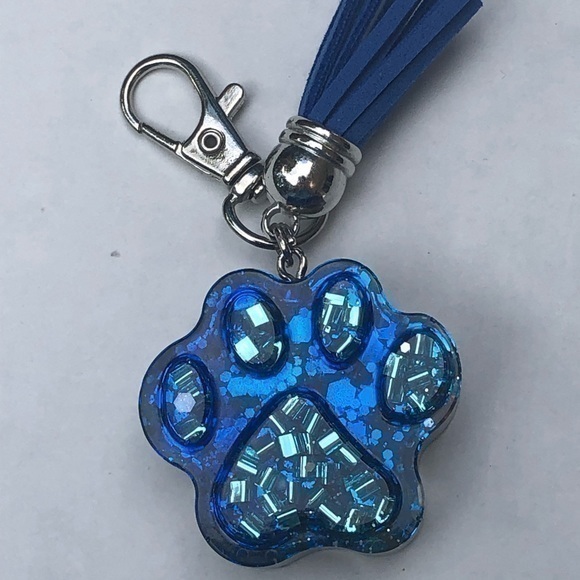 Hand Crafted | Accessories | Handmade Resin Blue Glitter Dog Or Cat Paw ...